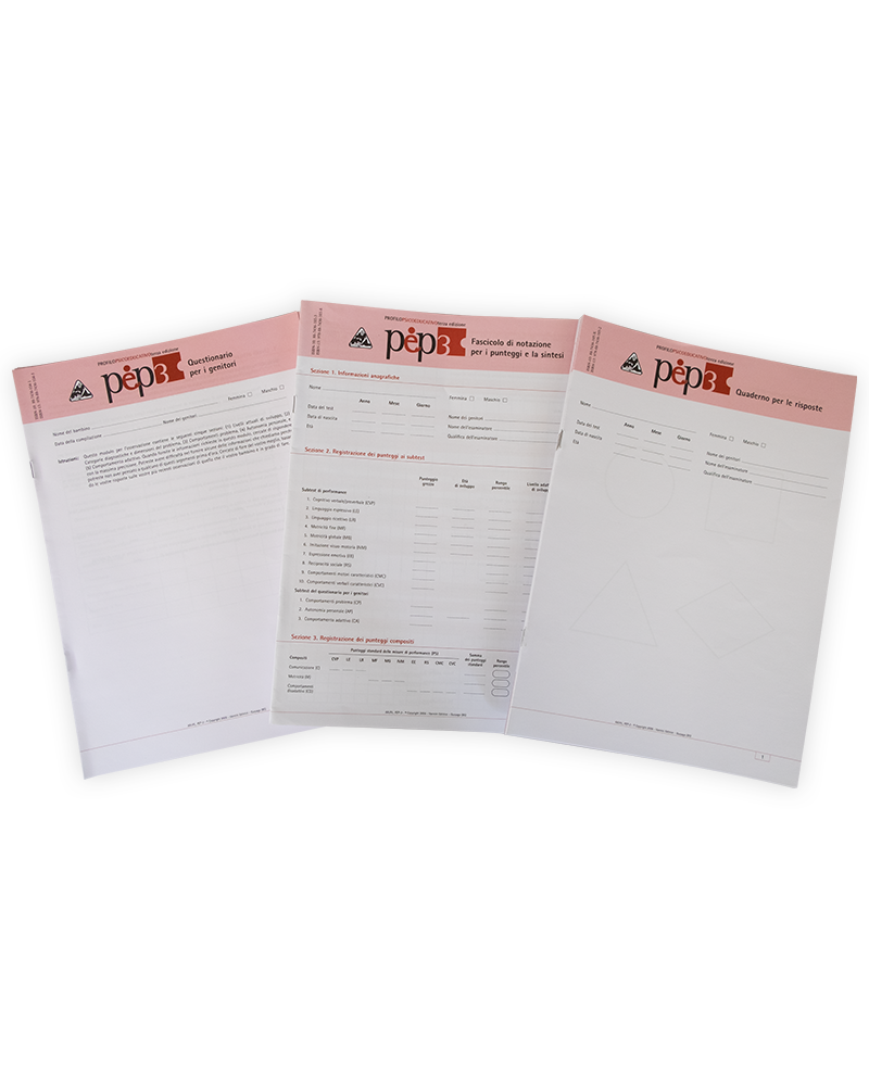 Test: PEP-3 QUADERNI, FASCICOLI E QUESTIONARI